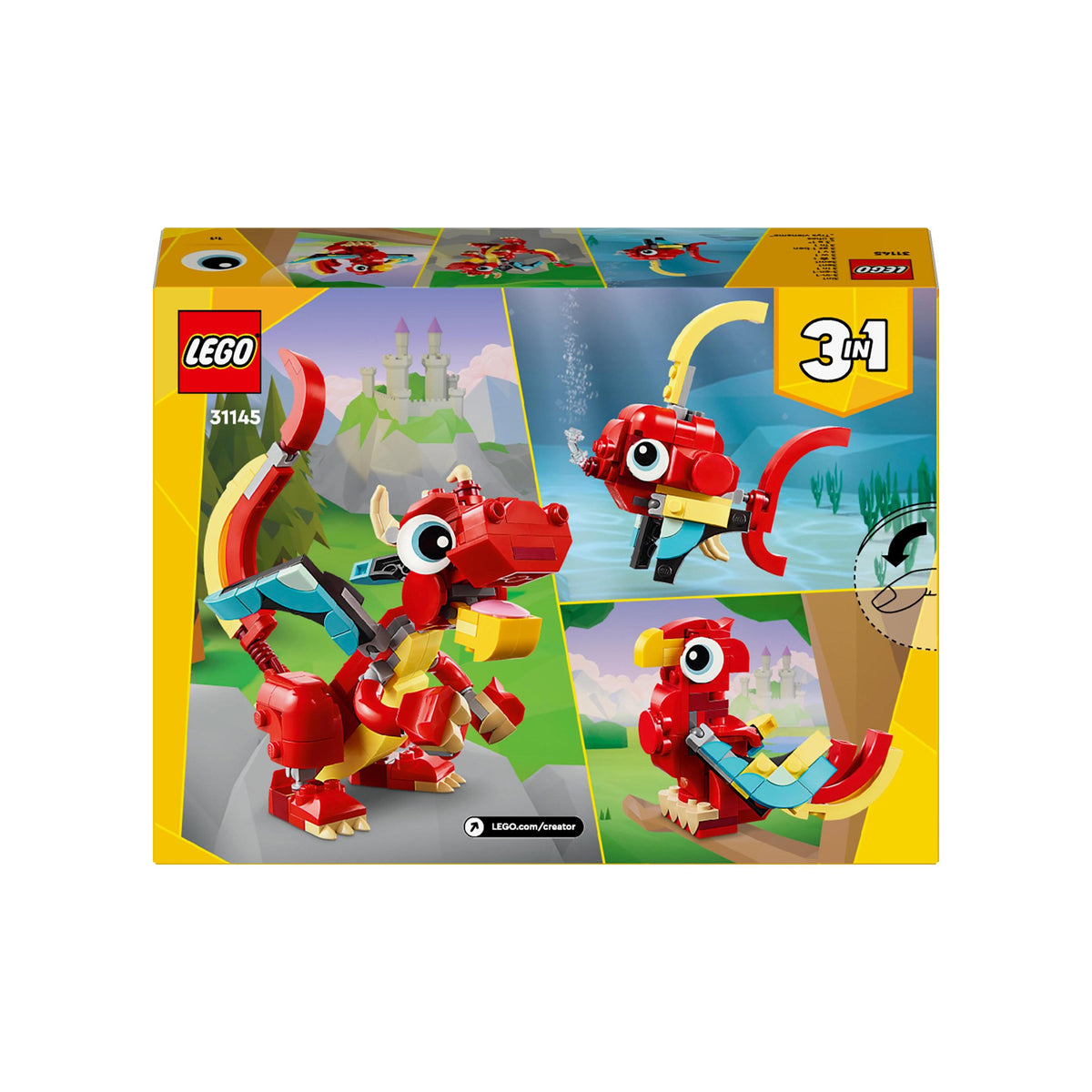 LEGO® Creator 3-in-1 Red Dragon Animal Toy Set 31145 – Pops Toys