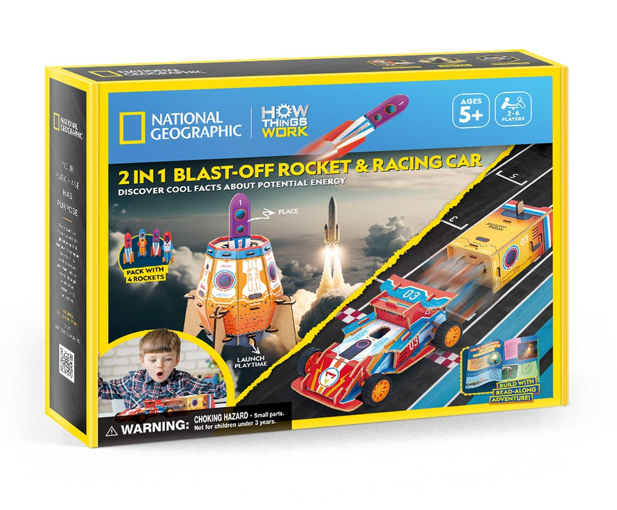 National Geographic - 2in1 Blast-Off Rocket & Racing Car Set - DIY Sci ...